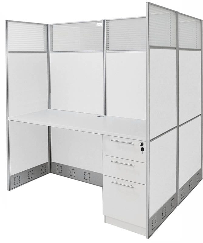 60"W White Laminate Washable Cubicles - 60"W x 24"D x 48"H Starter Cubicle