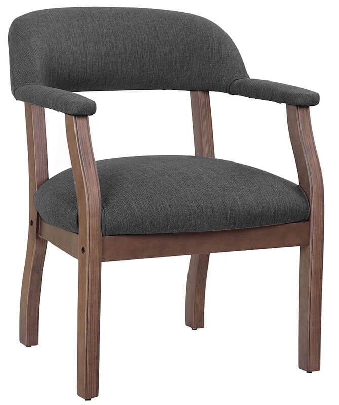 Slate Grey Linen Guest Chair with Wood Frame