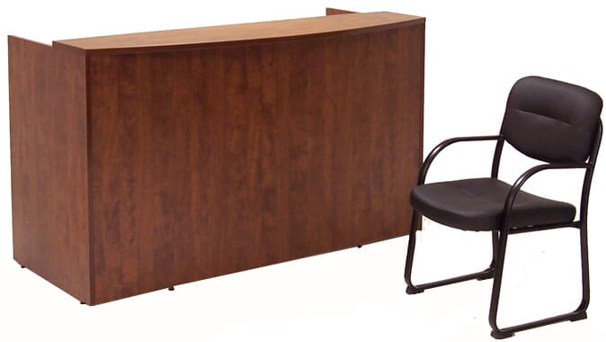 Rectangular Cherry Laminate Reception Desk with Drawers