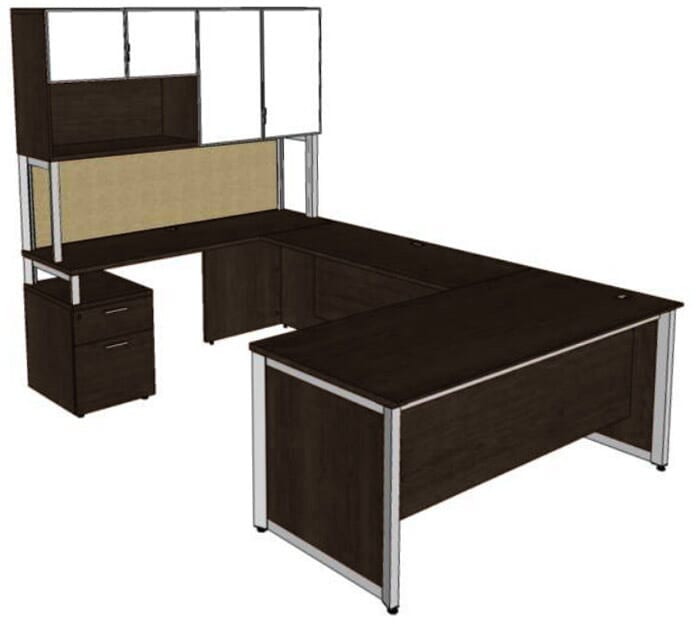 Pinnacle Large Custom U-Shaped Workstation w/Right Return