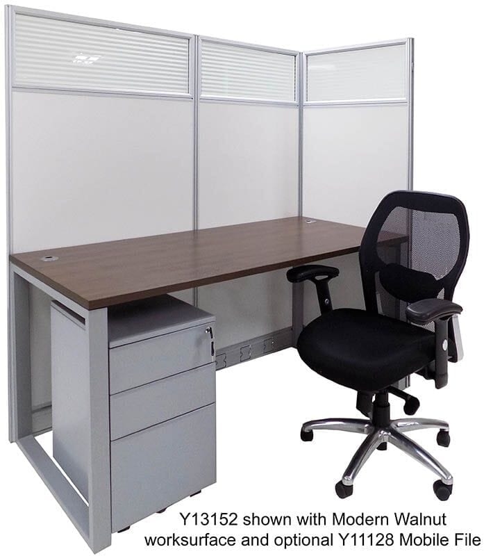 TrendSpaces Washable White Laminate Cubicles w/Glass Series - 67"H Open ...