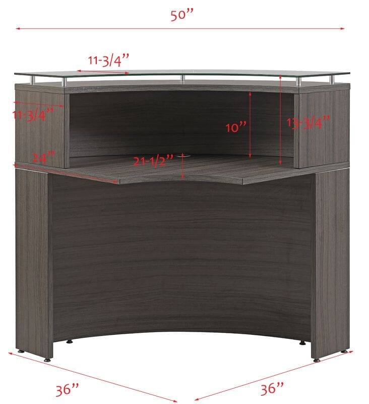 U-Shaped Curved Glass Top Reception Desk