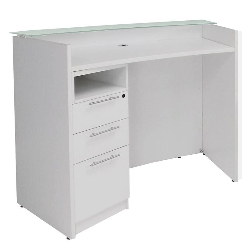 Standing Height Curved Glass Top Reception Desk in Charcoal or White