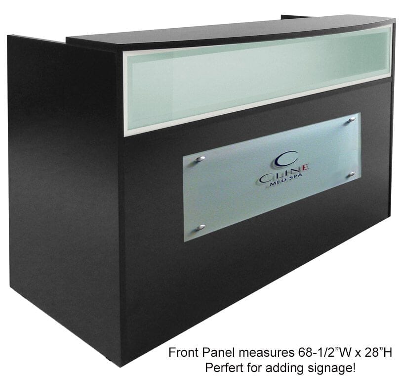 Black Reception Desk w/Frosted Glass Panel