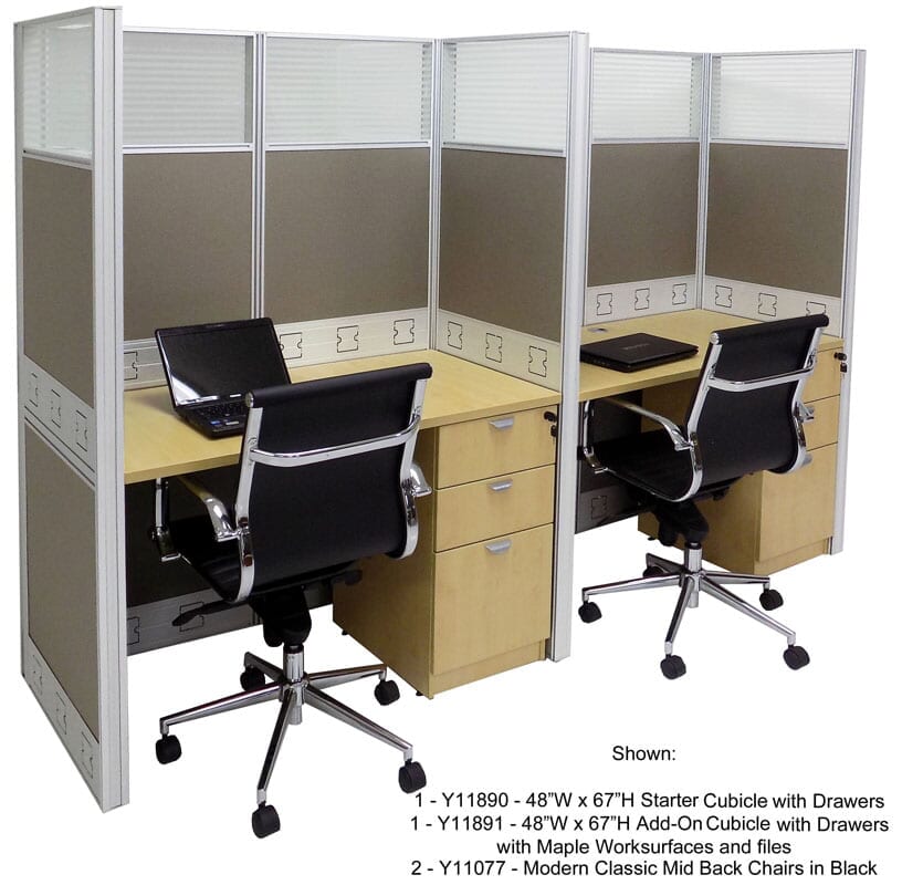 48"W Premium Office Cubicle Series - 48"W x 24"D x 48"H Starter Cubicle ...