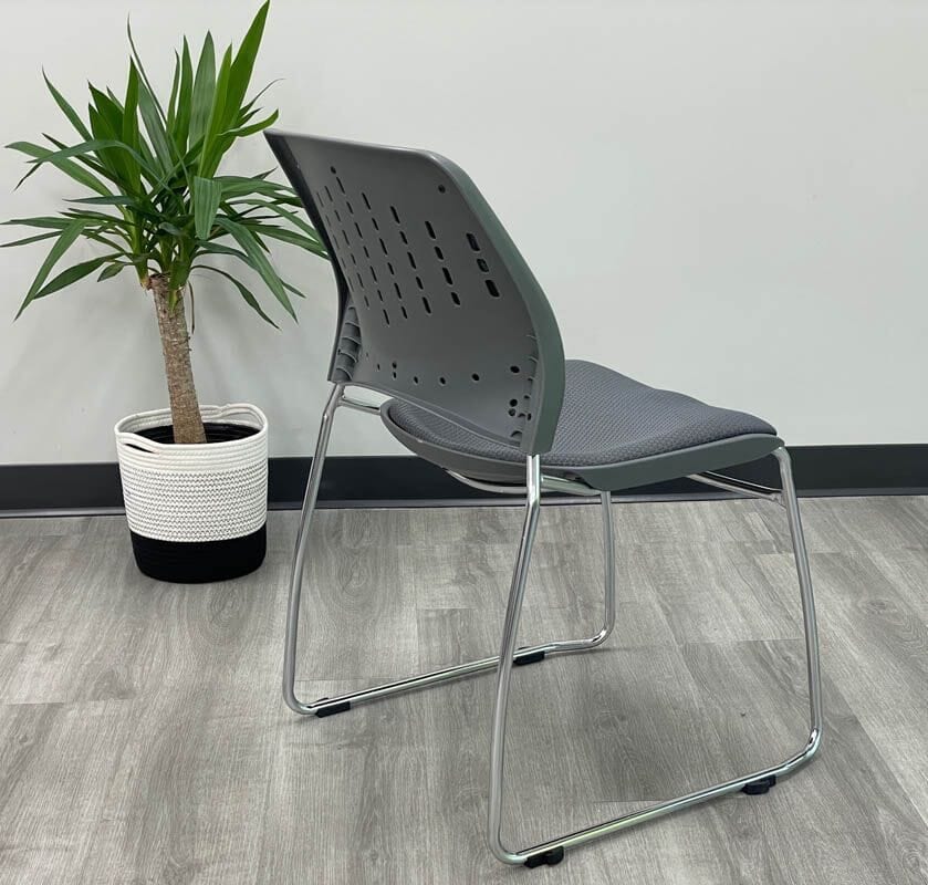 Gray 300 lb. Capacity Premium Padded Ganging Stacking Chair