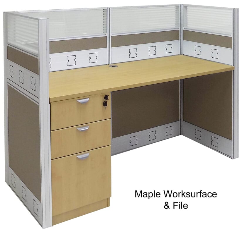 60"W Premium Office Cubicle Series - 60"W x 24"D x 48"H Starter Cubicle ...
