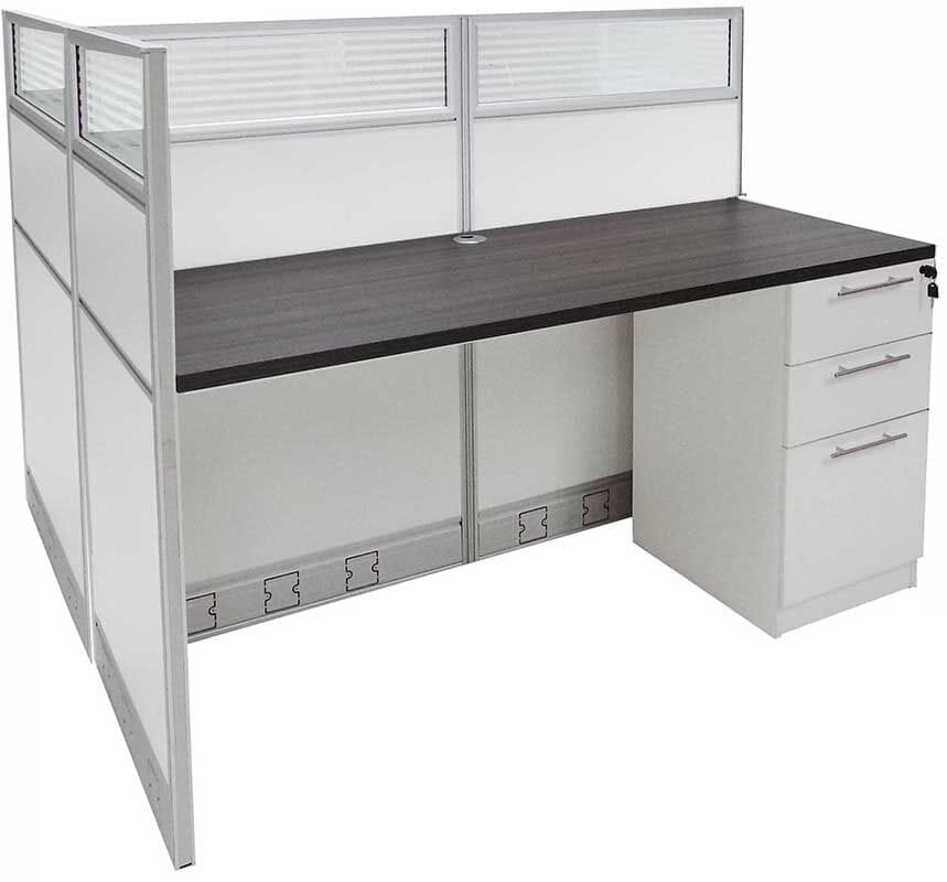 60"W White Laminate Washable Cubicles - 60"W x 24"D x 48"H Starter Cubicle