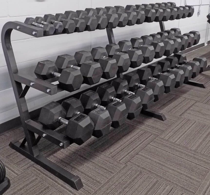 5-100 lb. Dumbbell Set w/ Storage Rack and Adjustable Weight Bench