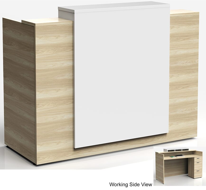 5'W Contrasts Custom Standing Height Reception Desk w/ Drawers