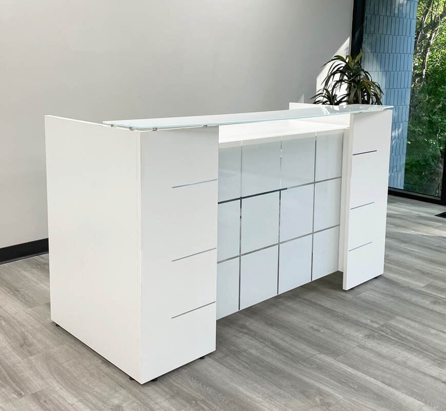 Glass Front Reception Desk in 6 Colors!