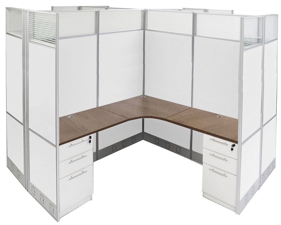 12'W x 12'D x 7'H White Laminate Washable Complete 4-Person Cluster ...