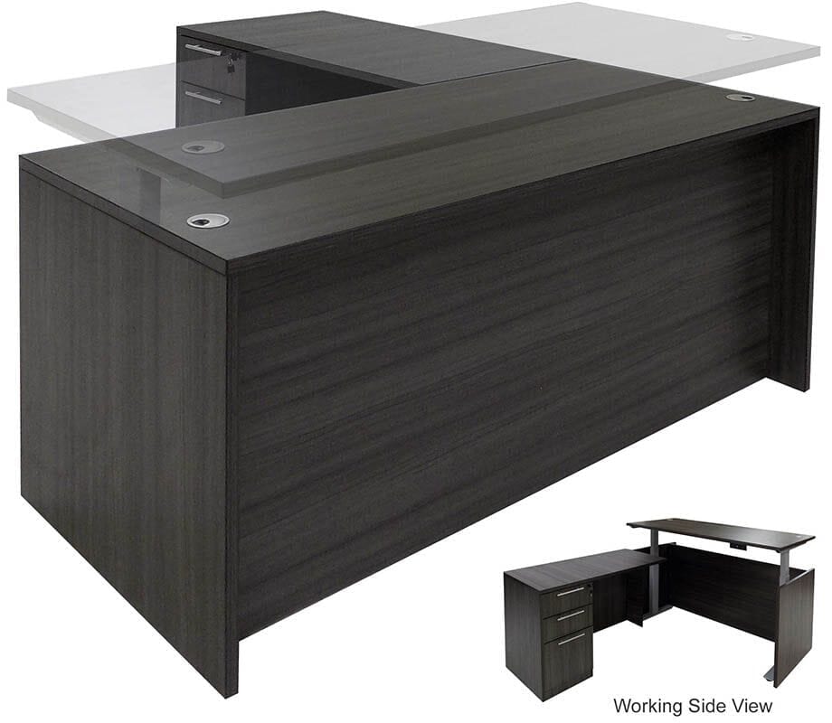 Charcoal Adjustable Height Manager's L-Shaped Desk