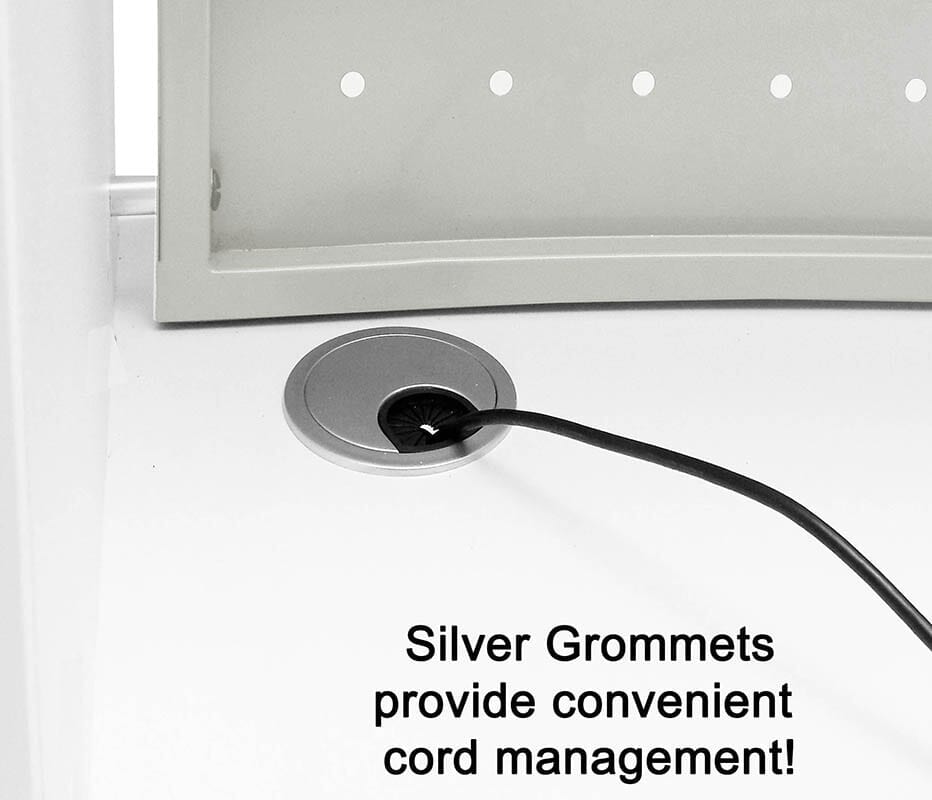 White Semi-Circular Glass Top Reception Desk