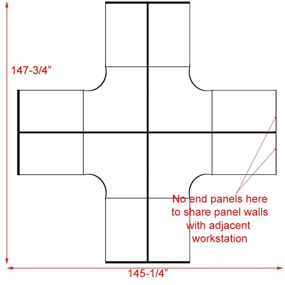 12'W x 12'D x 7'H White Laminate Washable Complete 4-Person Cluster ...