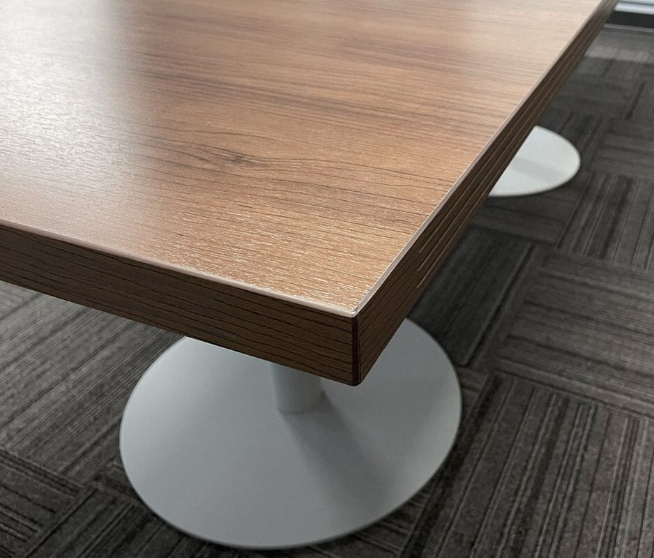 6' x 4' Modern Walnut Disc Base Conference Table with 4 Mesh Back ...