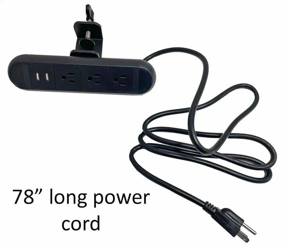 Clamp-On Power Strip w/USB Charging Ports