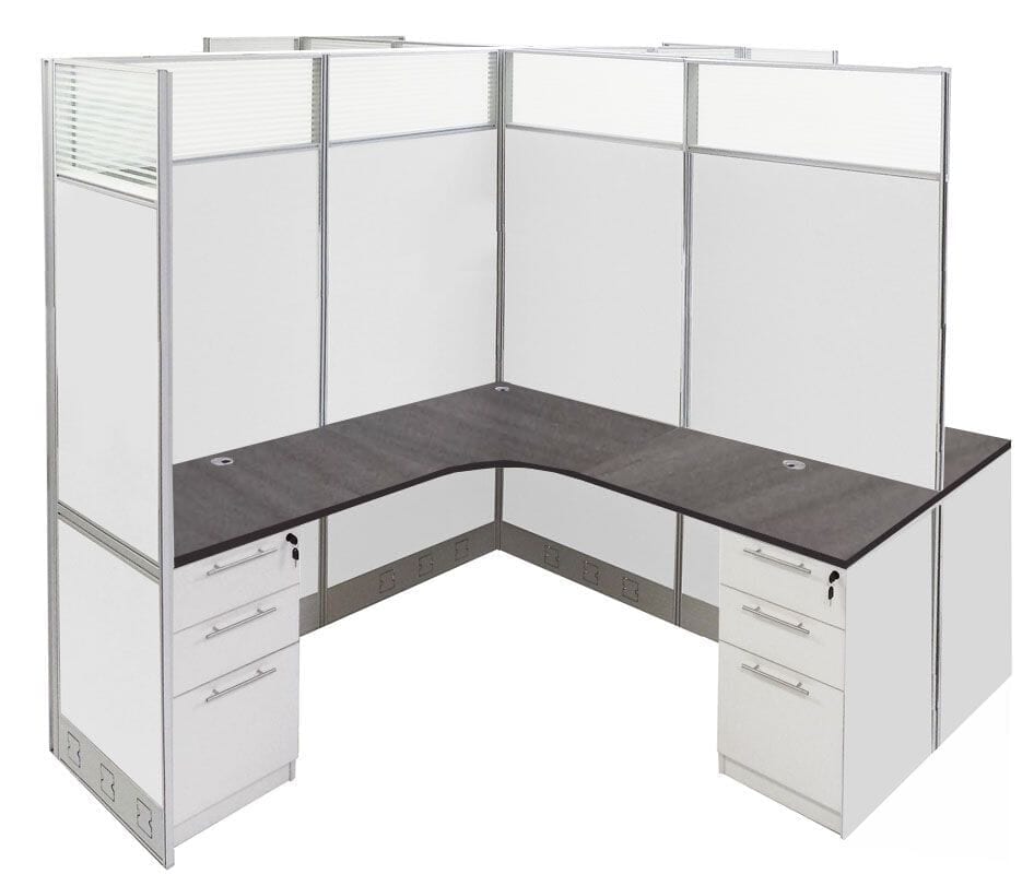 12'W x 12'D x 7'H White Laminate Washable Complete 4-Person Cluster ...