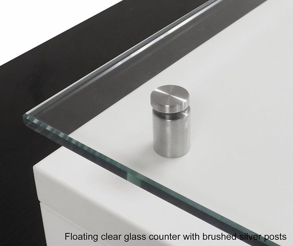 Emerge Glass Top Reception Desk w/Drawers & LED Light - 66"W x 31"D