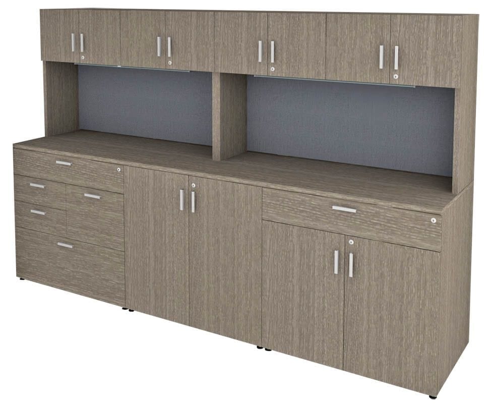 9' Custom Counter Height Workstation with Locking Storage Hutch and ...