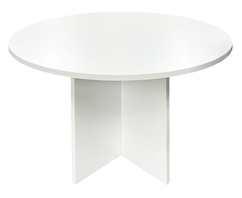 42" Round White Conference Table w/4 Mobile Stacking Chairs ...