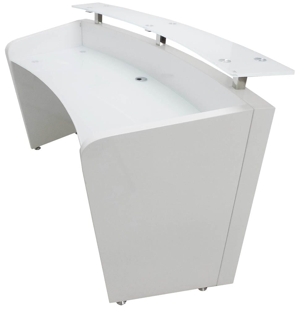 Modern High Gloss White Curved Reception Desk