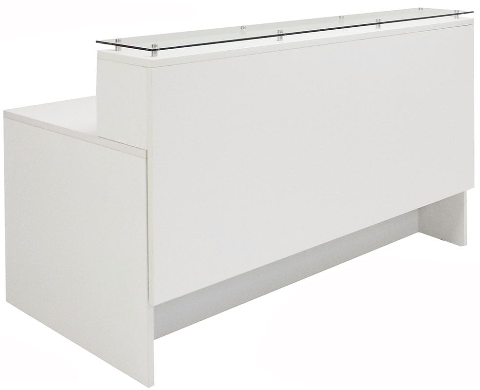 Emerge Glass Top Reception Desk w/Drawers & LED Light - 66"W x 31"D