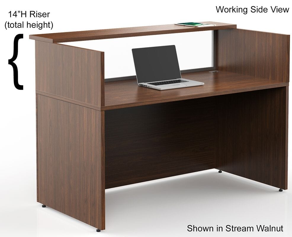 60"W Custom Reception Desk with Frosted Glass Window