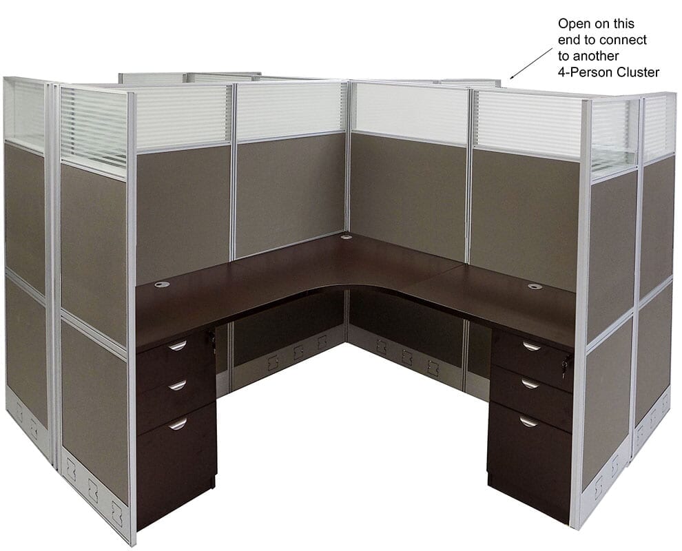 12'W x 12'D x 48"H Value Series Complete 4-Person Cluster Office ...