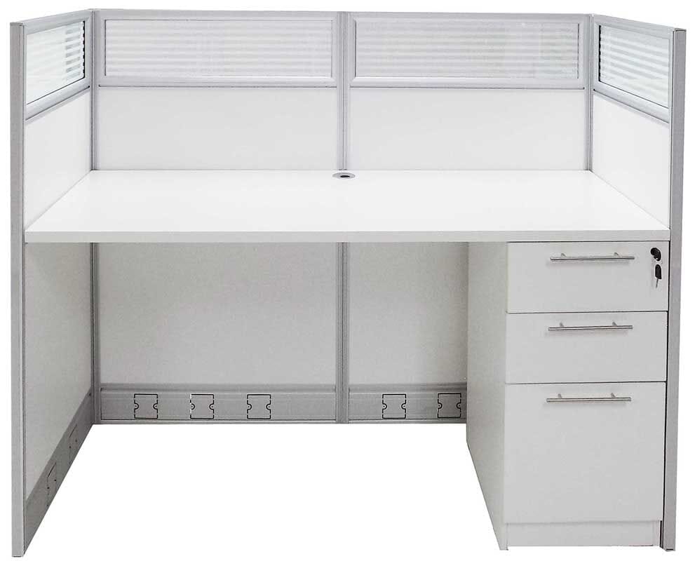 60"W White Laminate Washable Cubicles - 60"W x 24"D x 48"H Starter Cubicle