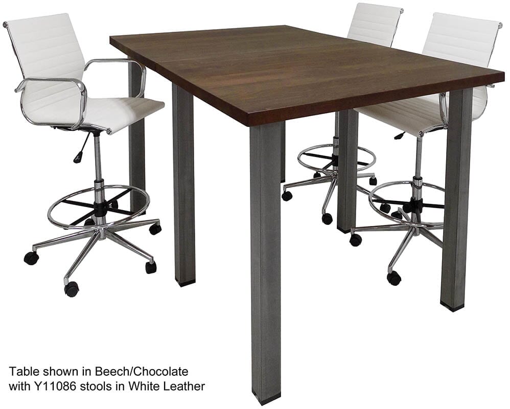 Standing Height Solid Wood Conference Table w/ Industrial Steel Legs ...