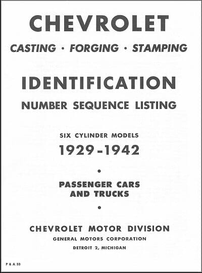 1929-1942 Chevrolet Casting, Forging, Stamping Identification Number ...